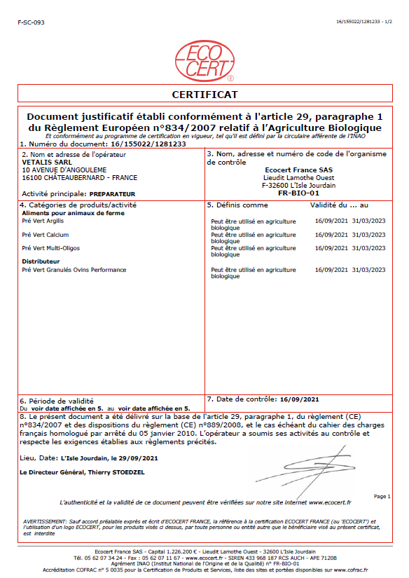 Vétalis engagée en Agriculture Biologique